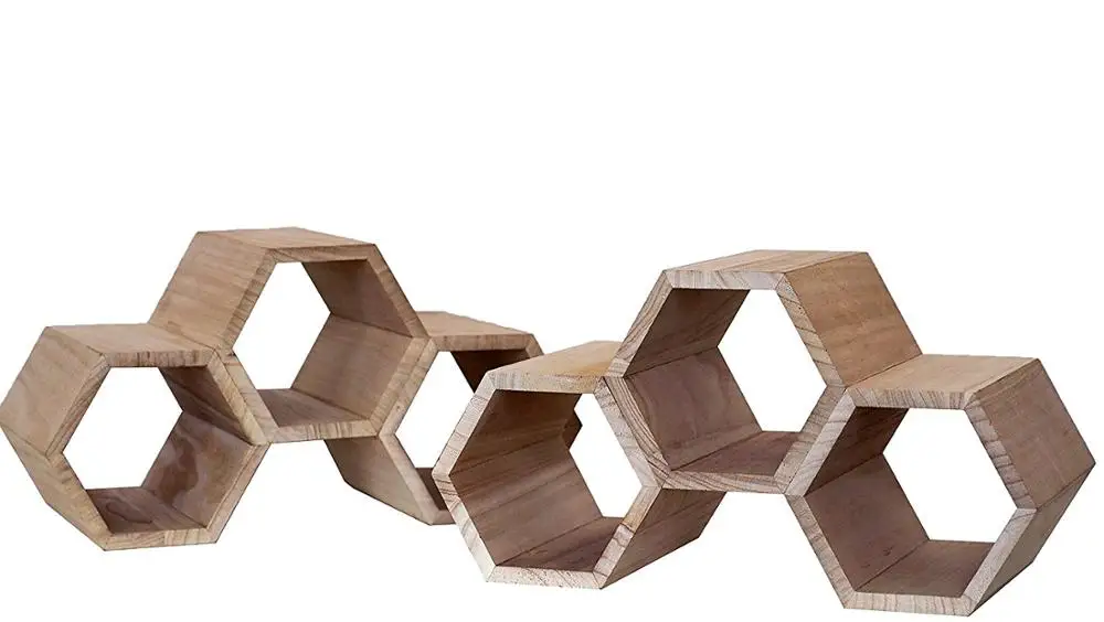 Hexagon Wooden Wine Rack - Customizable 6 Bottle Kitchen Tabletop ...