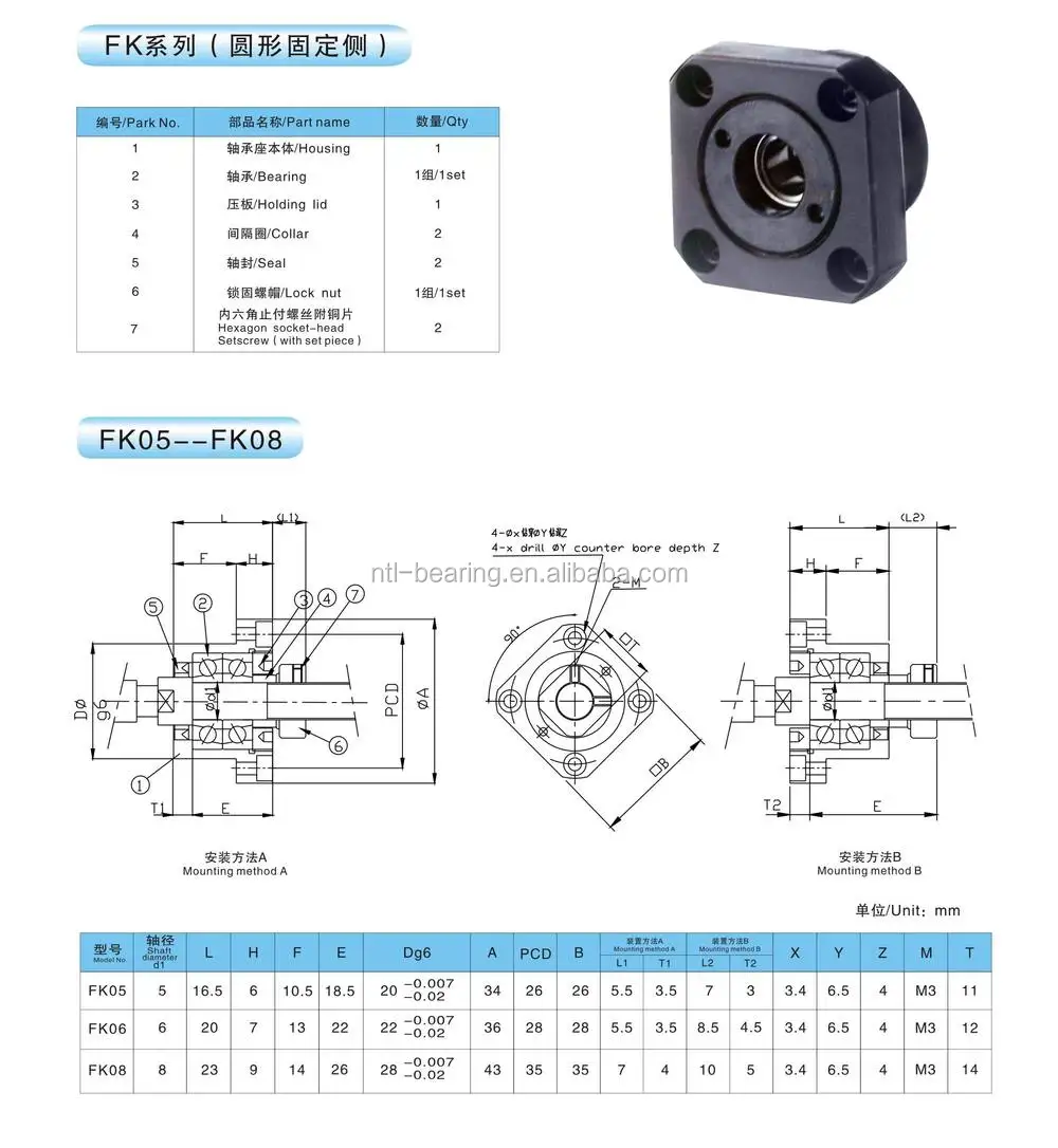 볼 스크류 베어링 Fk08 고정 지지대 - Buy 볼 스크류 엔드 서포트 유닛,볼 스크류 지지대,Fk08 Product on ...