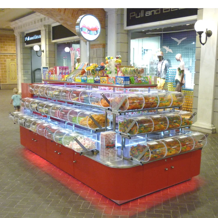 Lux Customized Modern Sweet Food Display Mall Kiosk Stand Candy Shop ...