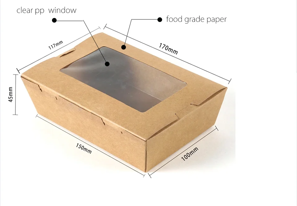 Custom Kraft Food Paper Window Box For Salad Packing - Buy Kraft Paper ...