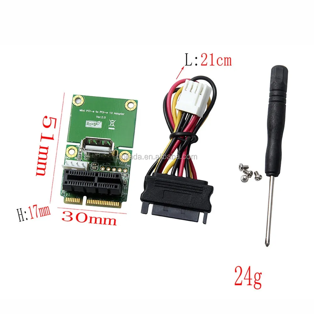 Mini Pci-e Interface To Pci-e 1x Slot Adapter Riser Card With Sata ...