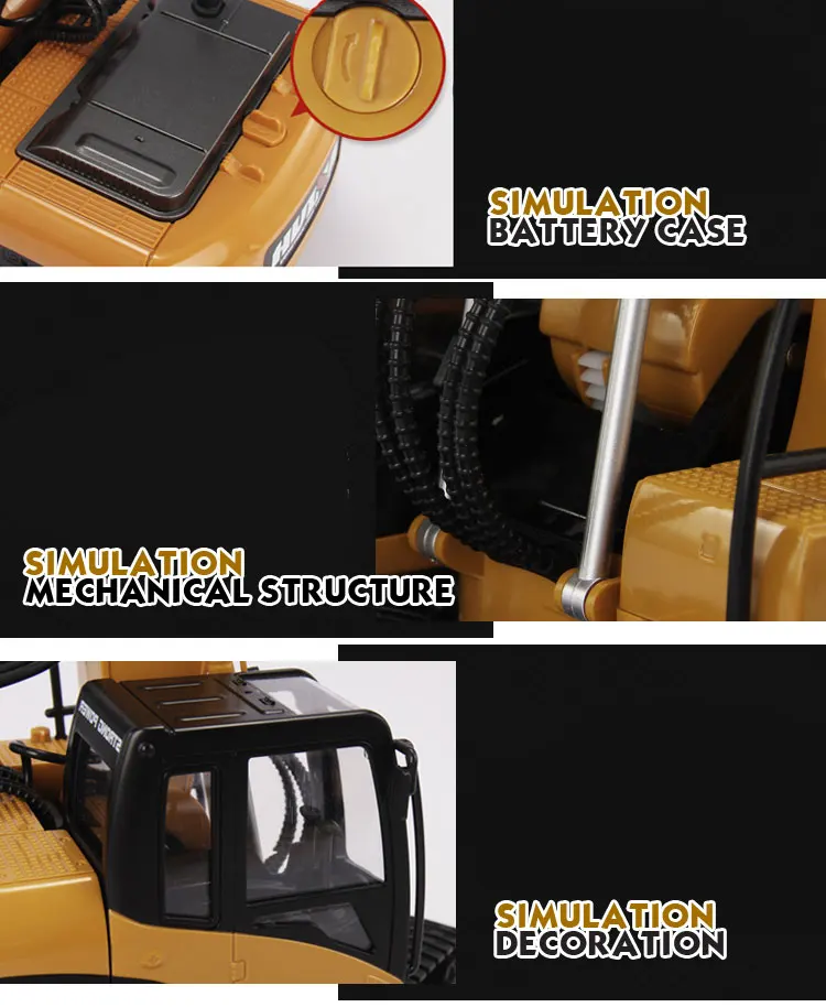 Huina Toys 1571 1:14 2.4ghz 16ch 680-degree Rotation Movable Stick Boom ...