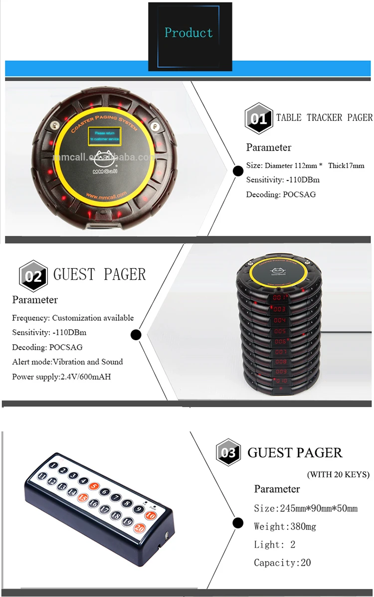 Mmcall Restaurant Paging System Waterproof Coaster Pager Calling ...