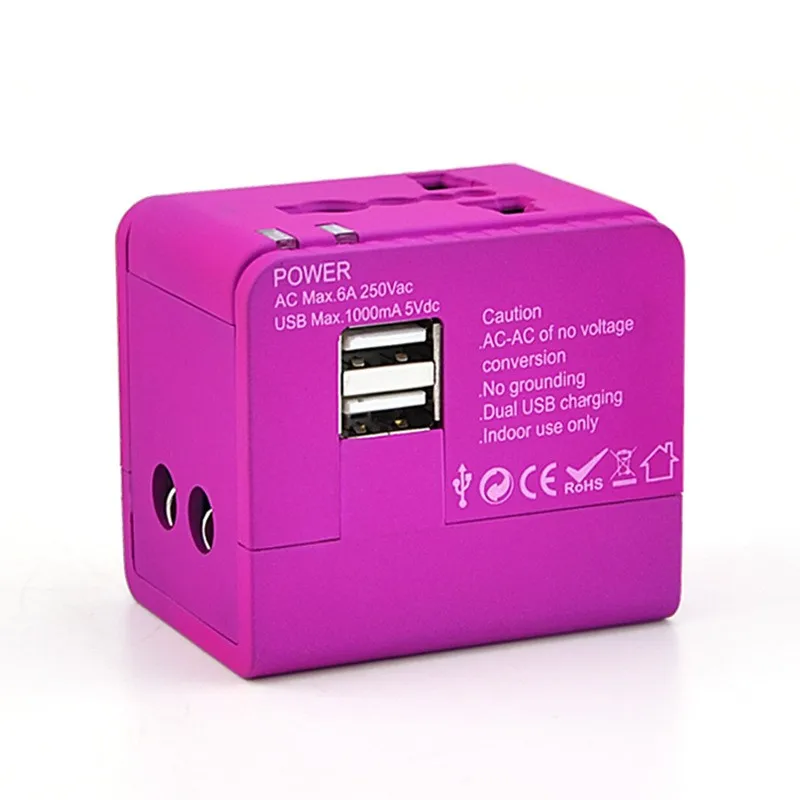 Orange Dual Usb Ports Travel Adapter For All Phones Worldwide,Universal ...