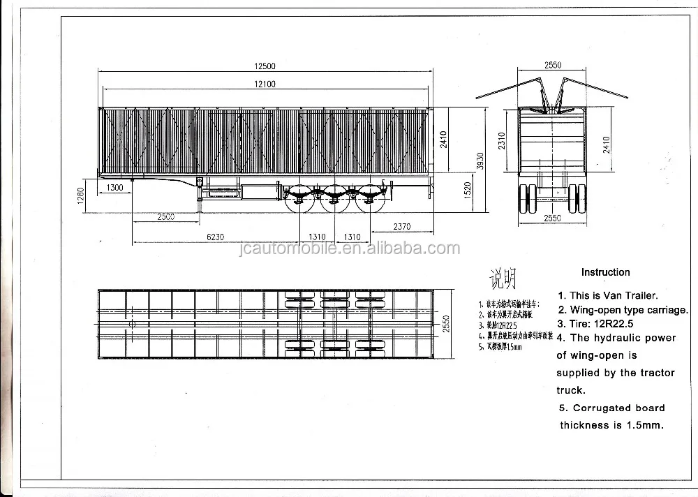 High Quality Wing Van Trailer,Wing Body Truck Trailer,Open Van Semi ...
