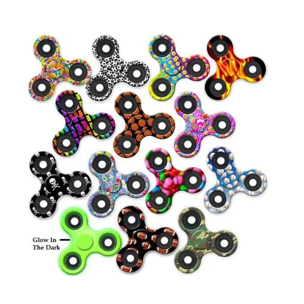 Custom Full Color Printing Popular Edc Colorful Spinners Tri Fidget ...