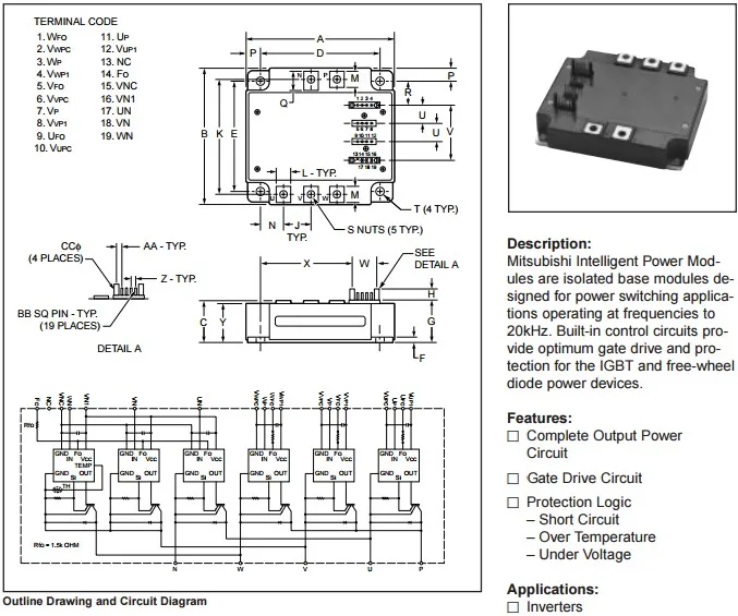 1200v 100a Power Module Igbt Driver Pm100cva120 Ipm Module - Buy Ipm ...