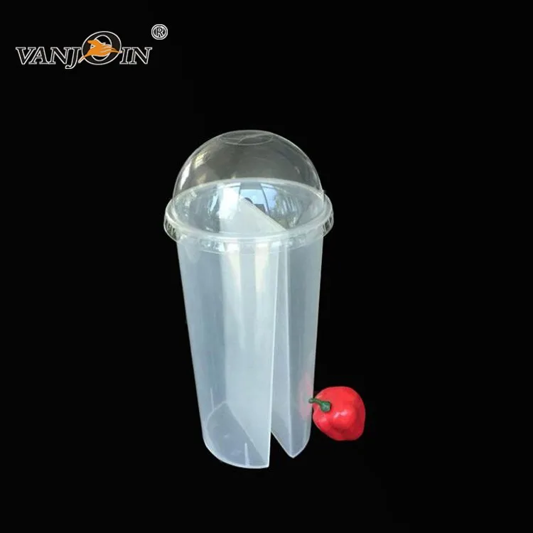 24oz 700ml Clear Plastic Pp Split Boba Tea Cups With Lid - Buy Split ...