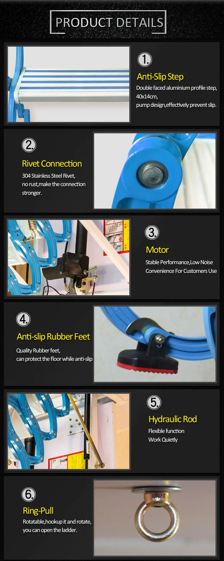 Electric Power Folding Automatic Attic Stairs - Space Saving