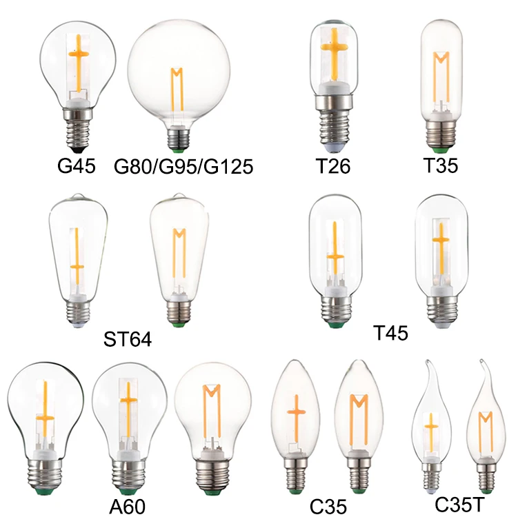 Led Filament Bulb E12 E14 G16.5 G45 2w 4w Led Globe Bulbs With M Cross ...