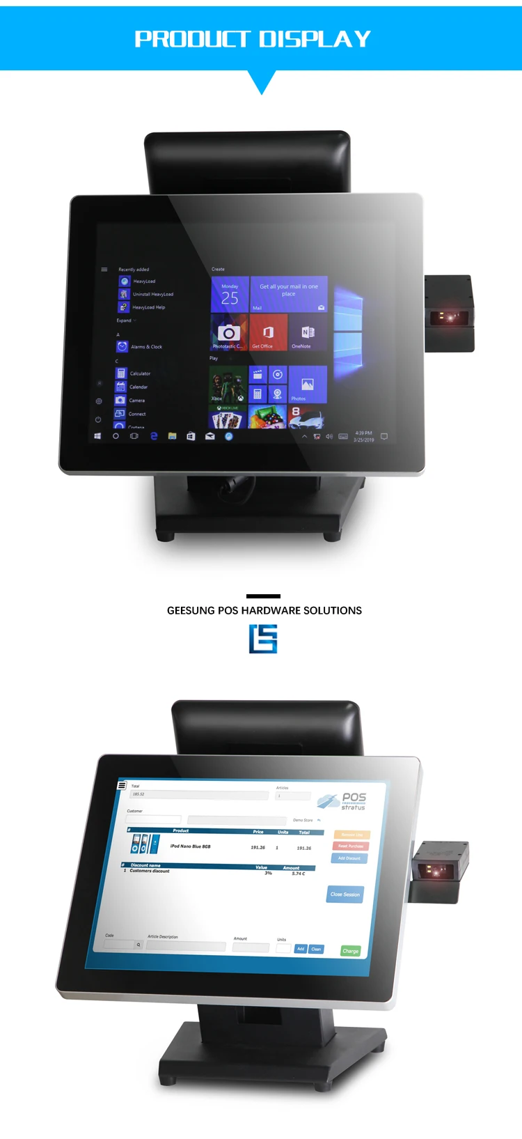 2019 Pos Terminal With Customer Display And Mini Barcode Scanner - Buy ...