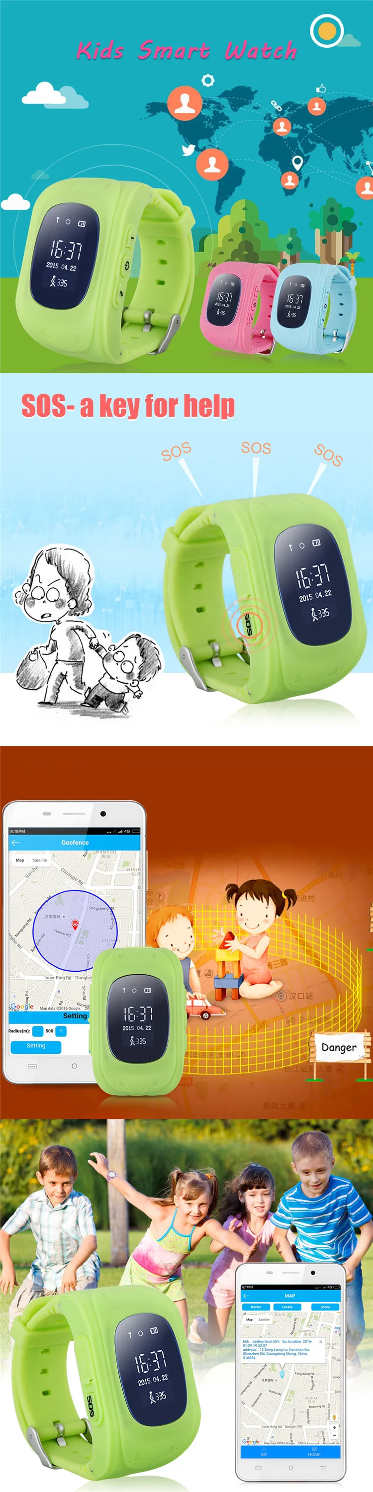 Hot Q50 Children Kids Sos Calling Watch Electronic Digital Q50 Baby ...