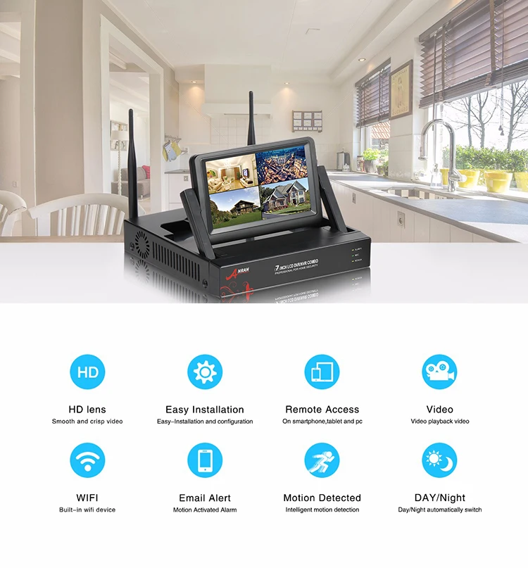 Anran 4ch 1t Disco Duro Nvr Cámara 1,0 Mp Wifi Ip Cámara Kit De ...