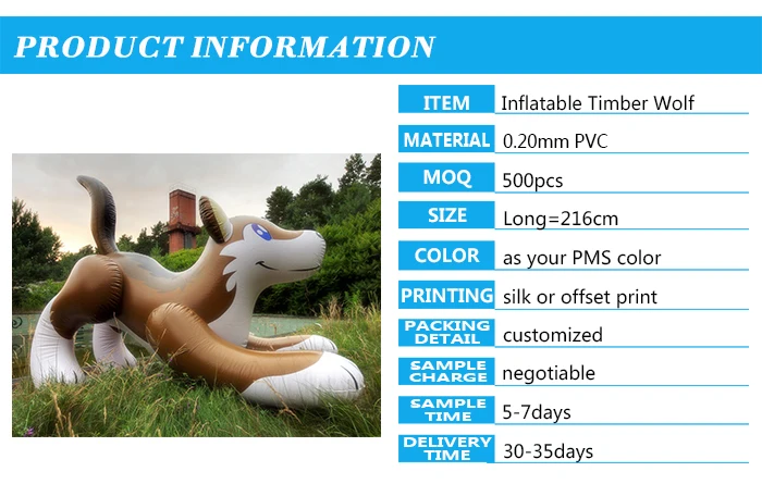 Heavy Duty Pvc Giant Inflatable Animals Toys Timber Wolf Big Customized ...