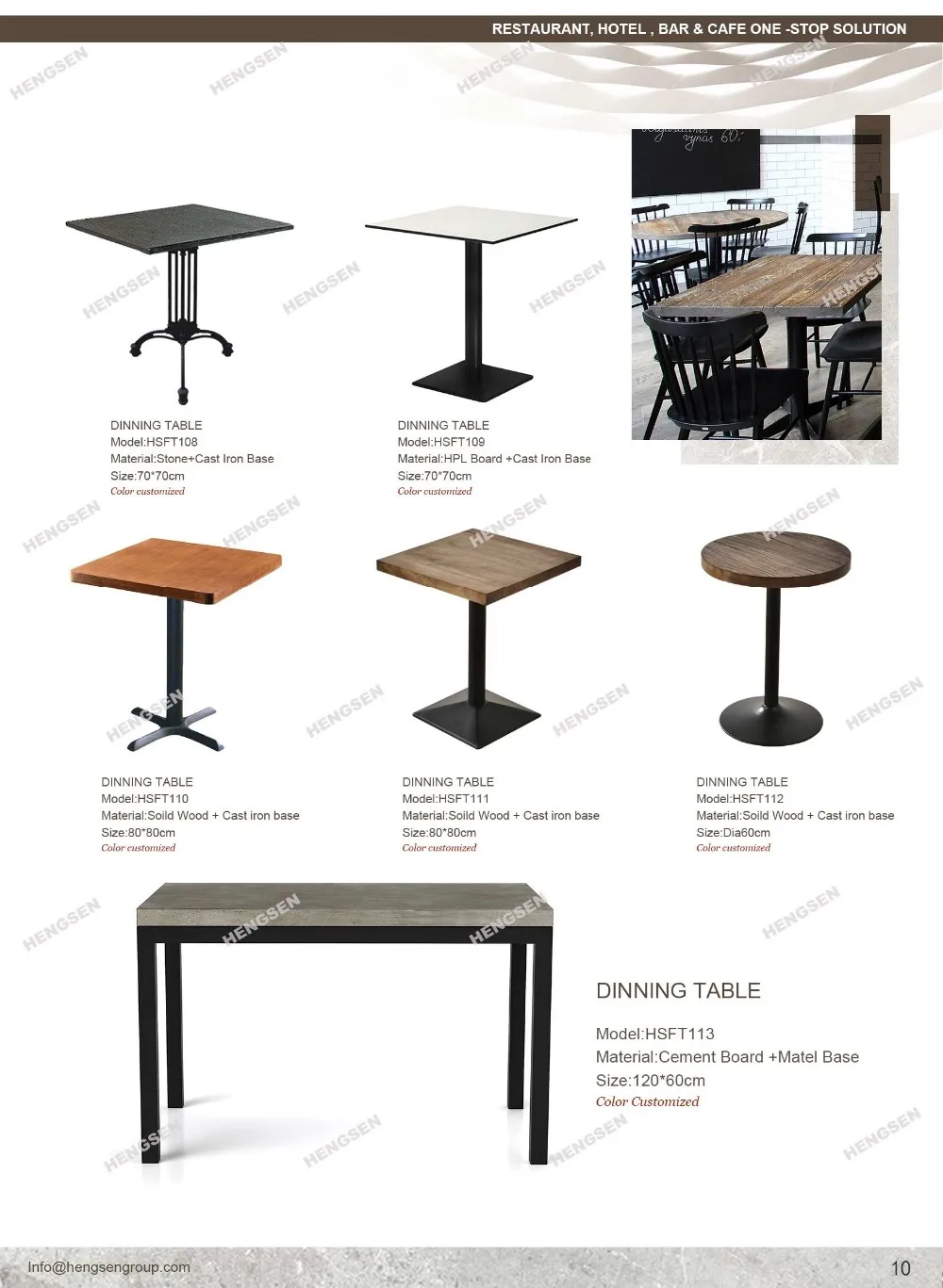 Vintage Commercial Metal Restaurant Furniture Table Wooden Restaurant ...