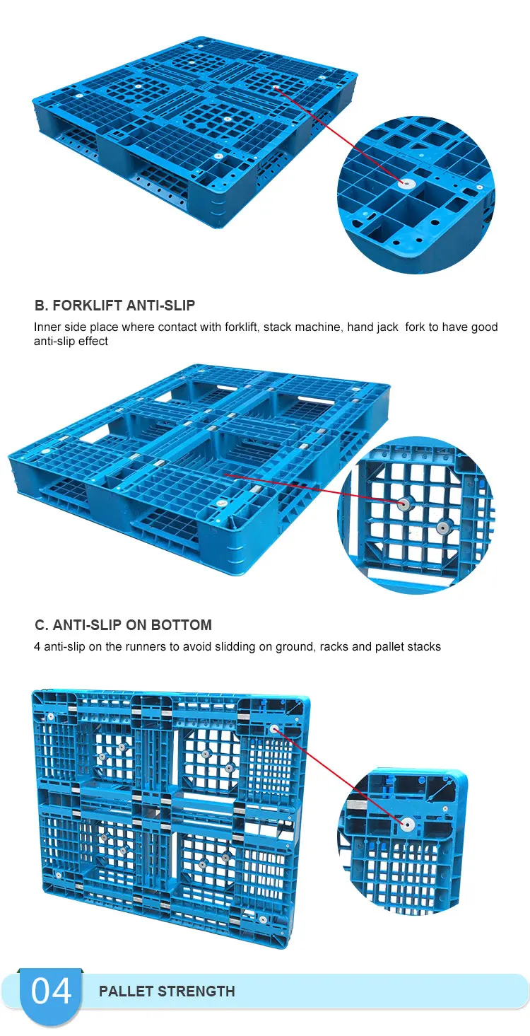 Durable Plastic Pallet with Steel Reinforcement for Heavy Duty