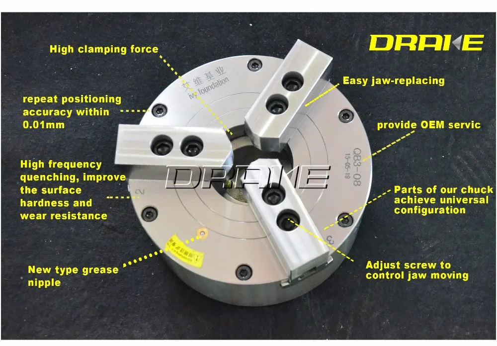 3 Jaw Half-open-center Pneumatic Clamping Air Chucks For Turret Type ...