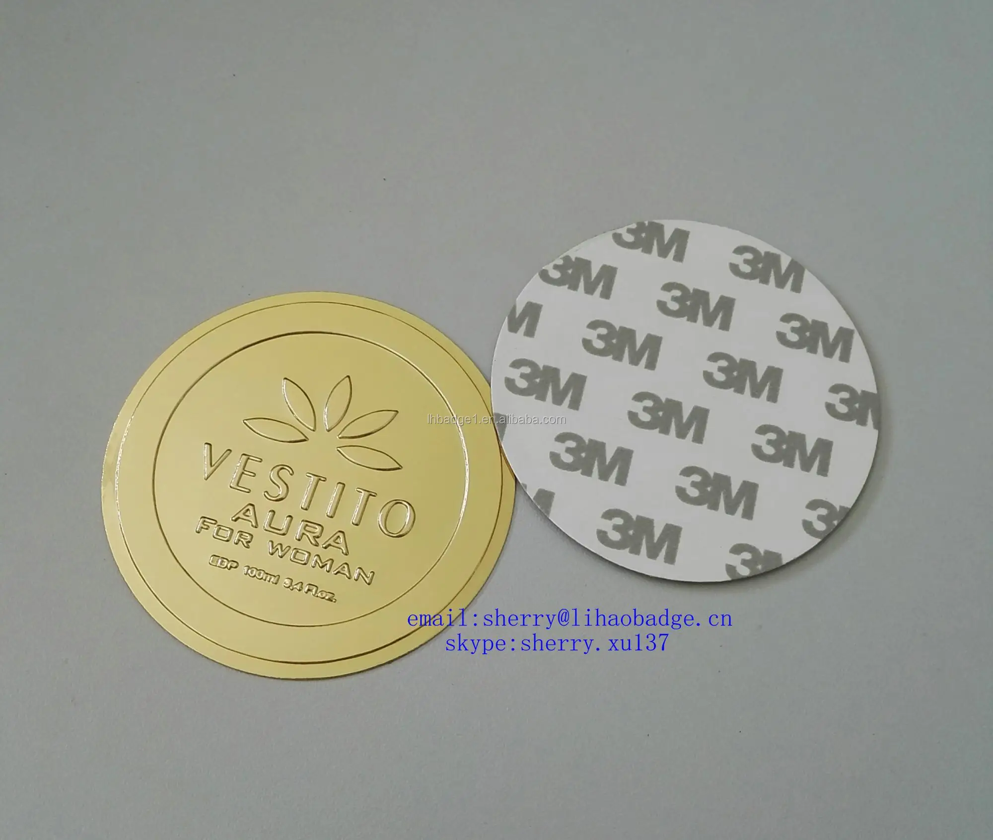 Cosmetic Label,Custom 3m Adhesive Metal Perfume Label Sticker,Round ...