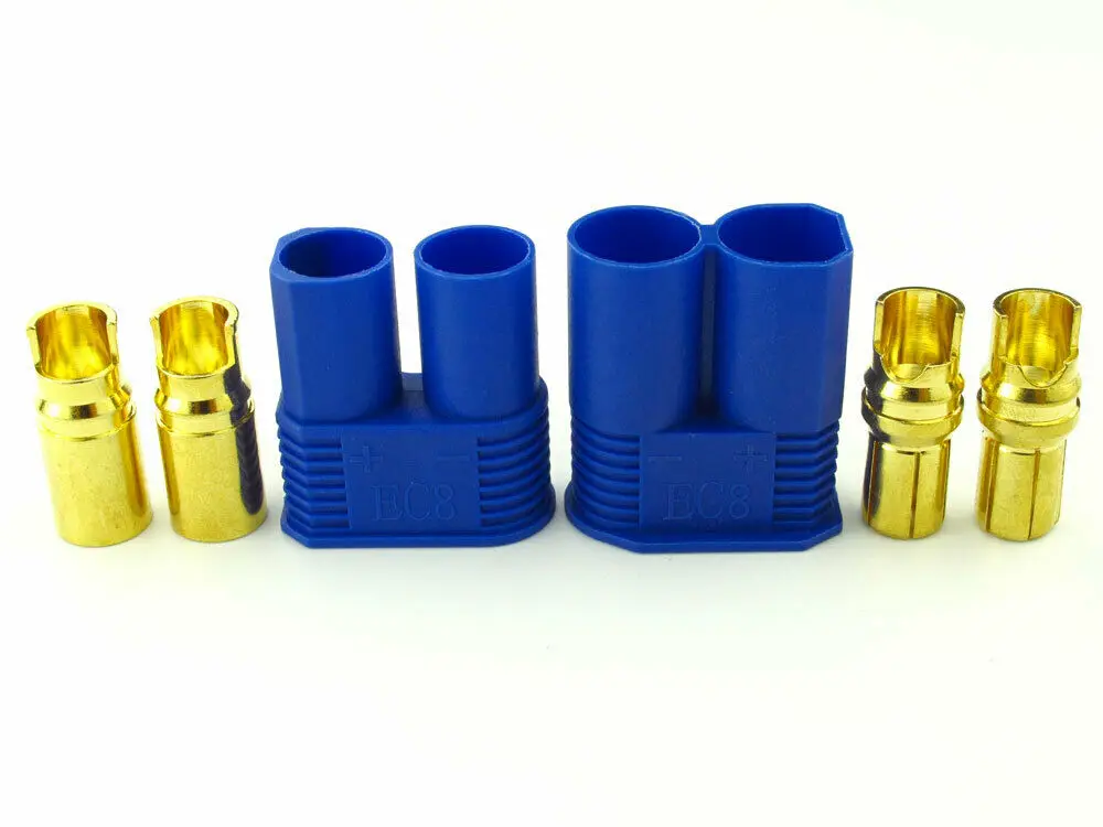 8mm EC8 Bullet Connector Male + Female Plugs Adapters for RC Battery