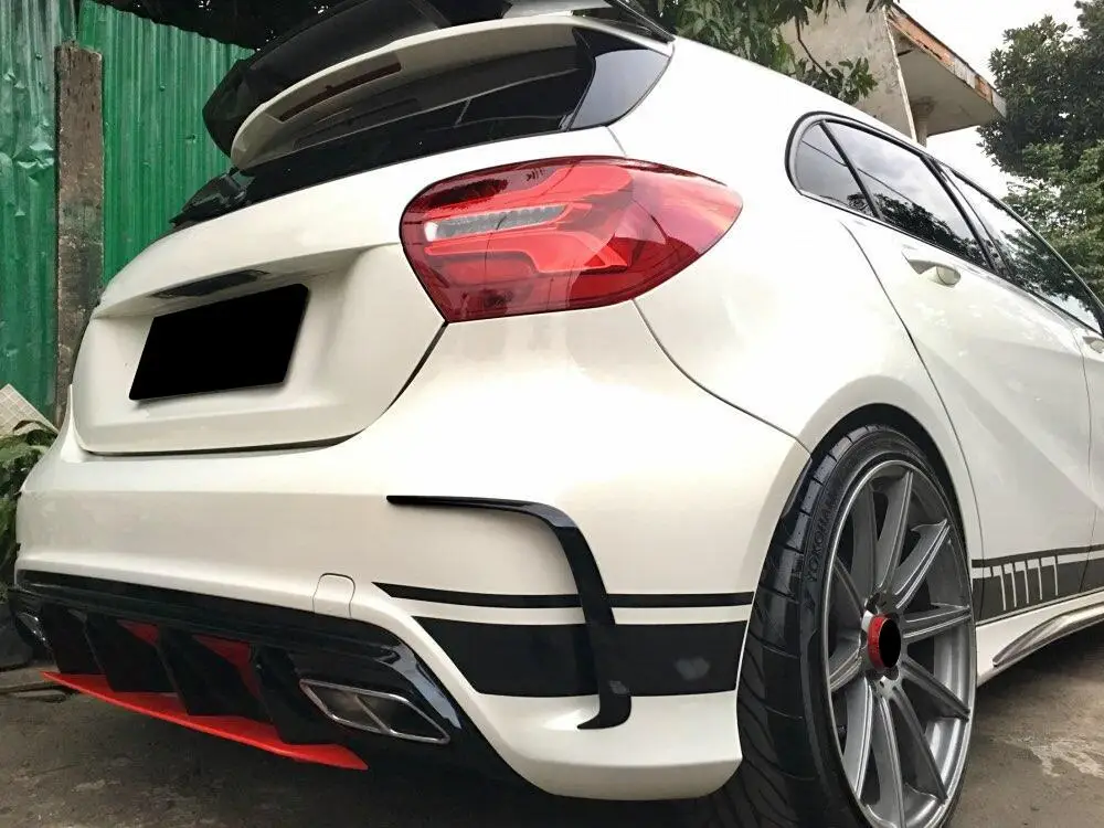A200 A250 Gloss Black Rear Bumper Aero Flicks Vents Trim For Mercedes ...