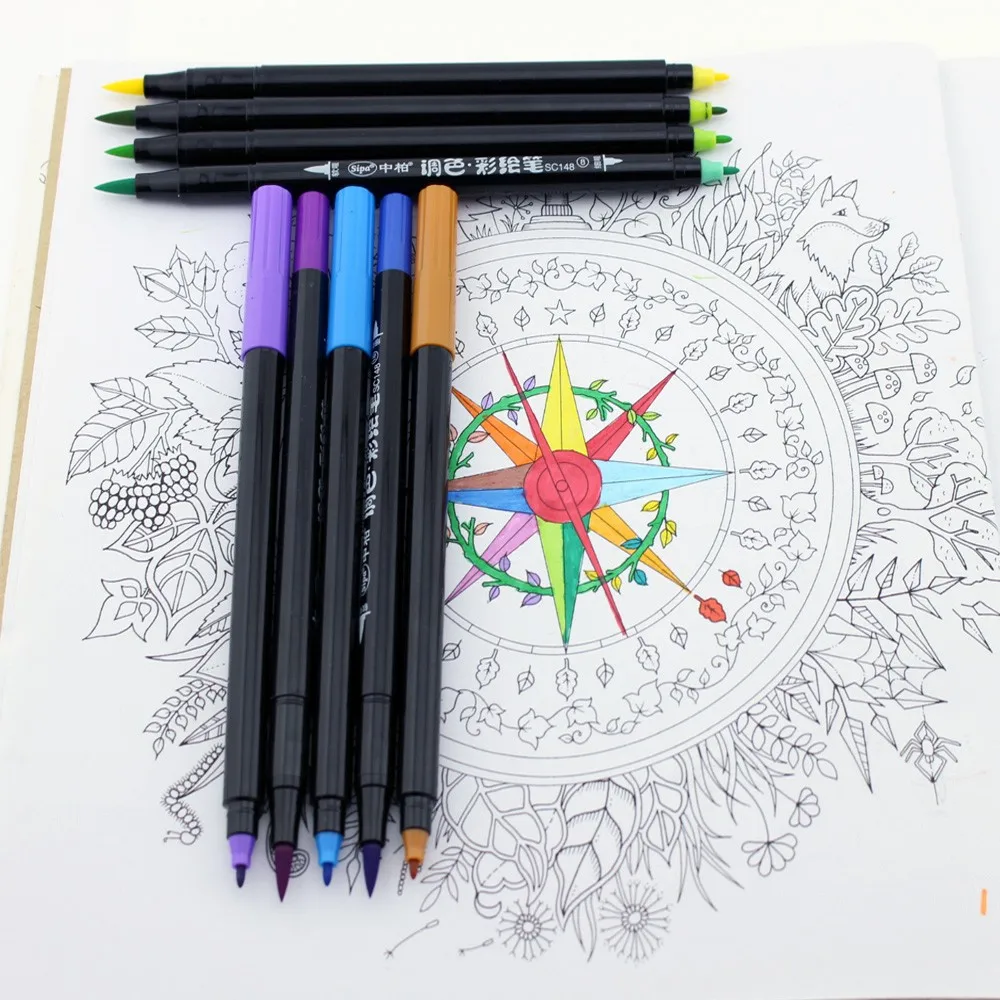 36color Dual Tips Brush Pen Drawing Color Pen With Fine Line Tip ...