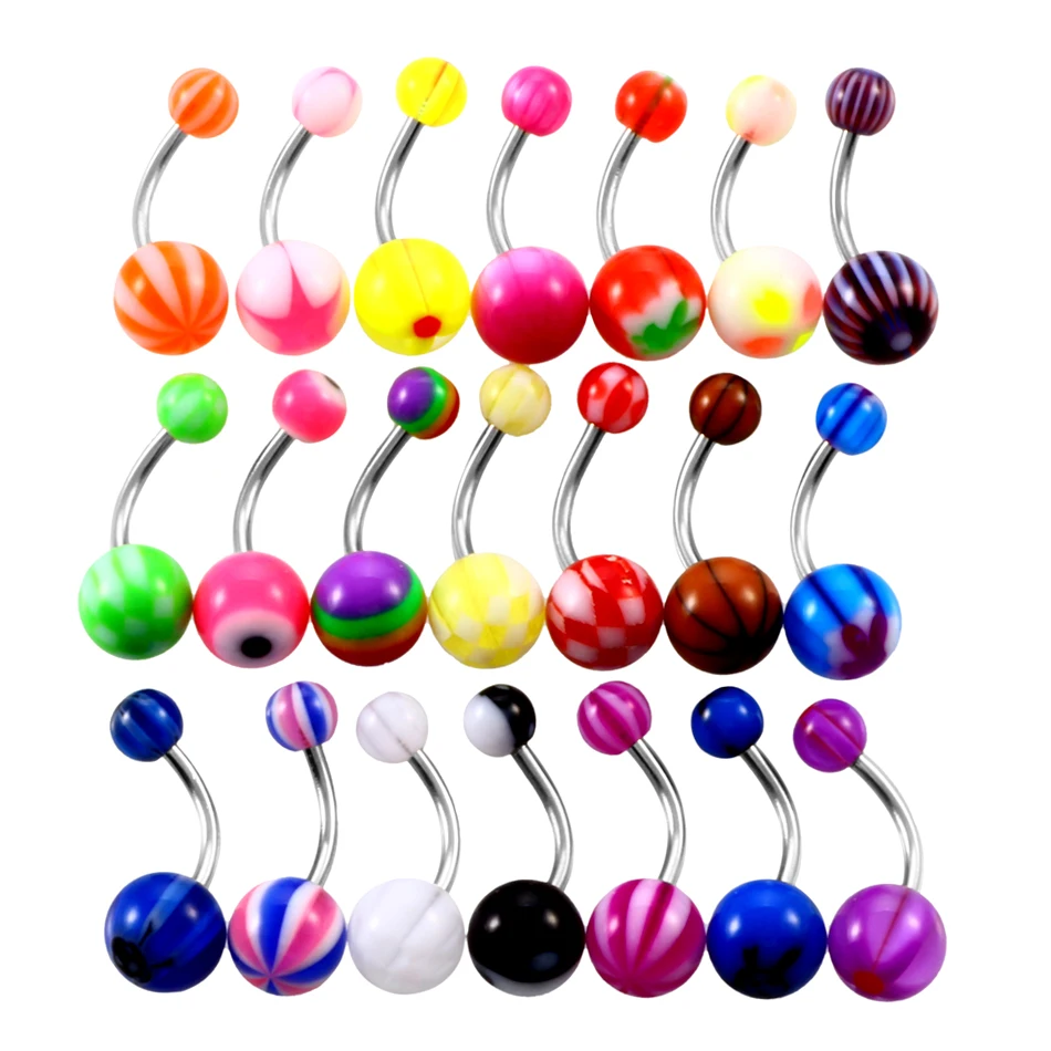 Colorful Sexy Belly Bars Body Piercing Jewelry Mixed Colors Acrylic ...