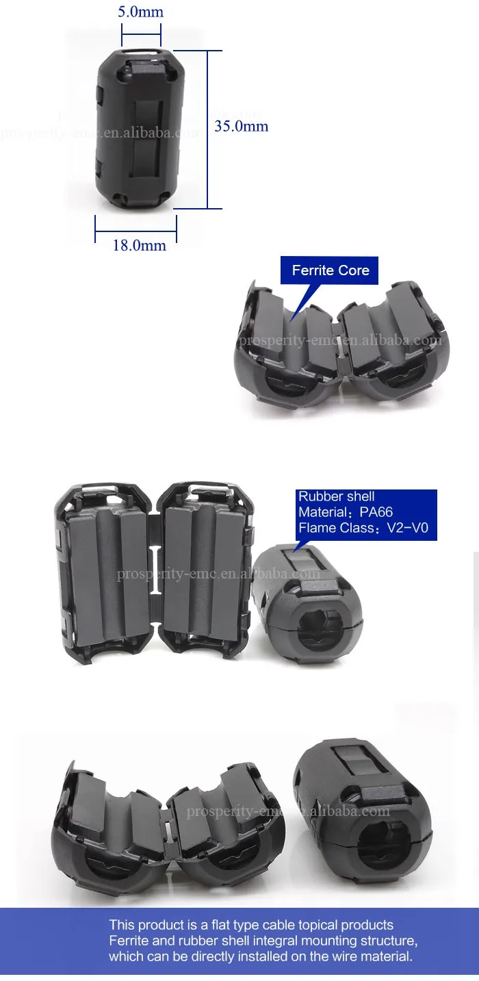 Clip On Noise Suppressor 5mm Cable Clamp Filter Usb Cable With Ferrite ...