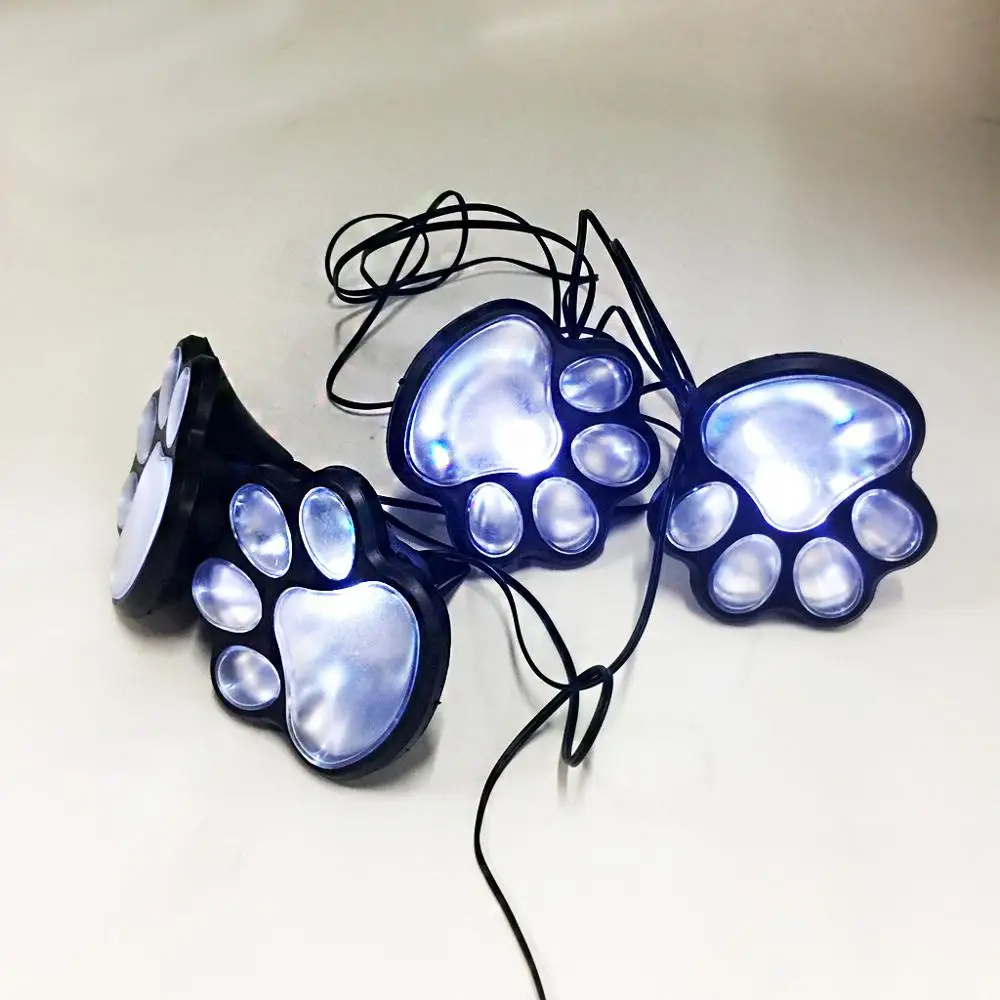 Set Of 4 Paw Print Solar Buried Lamp Outdoor Path Garden Animal Paws ...