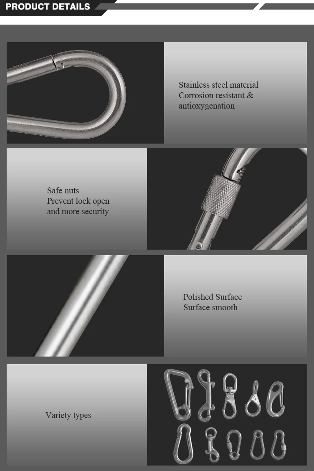 Stainless Steel Snap Key Chain Clamp Hook - Buy Clamp Hook,Key Chain ...