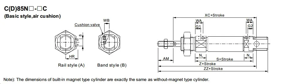 Smc Type C85 Series Pneumatic Mini Air Cylinder-iso6432 - Buy C85 Air ...
