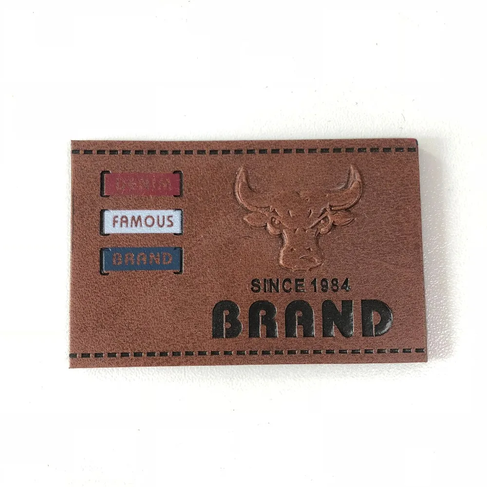 Custom Embossed Jeans Pu/genuine Leather Label Leather Clothing Label ...