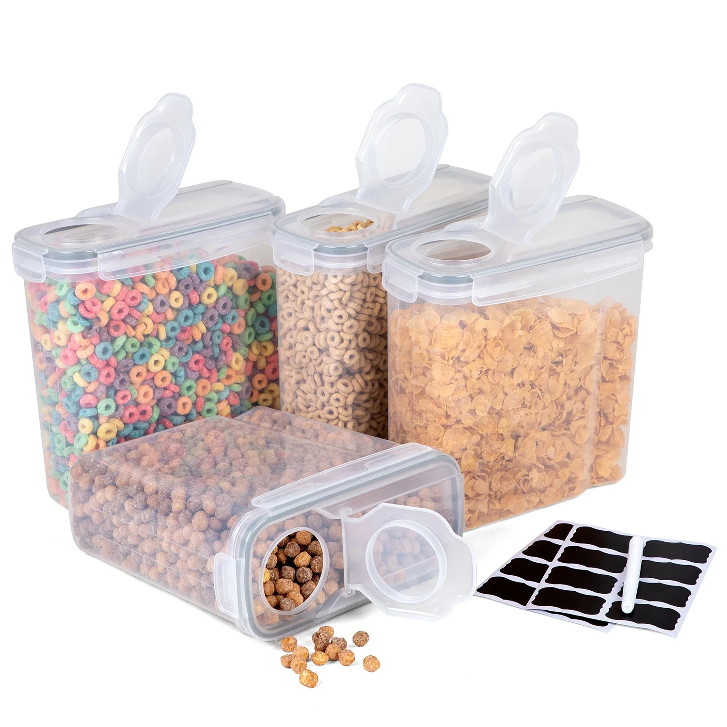 Cereal Plastic Food Containers,4l Large,Bpa Free Kitchen Storage Box ...