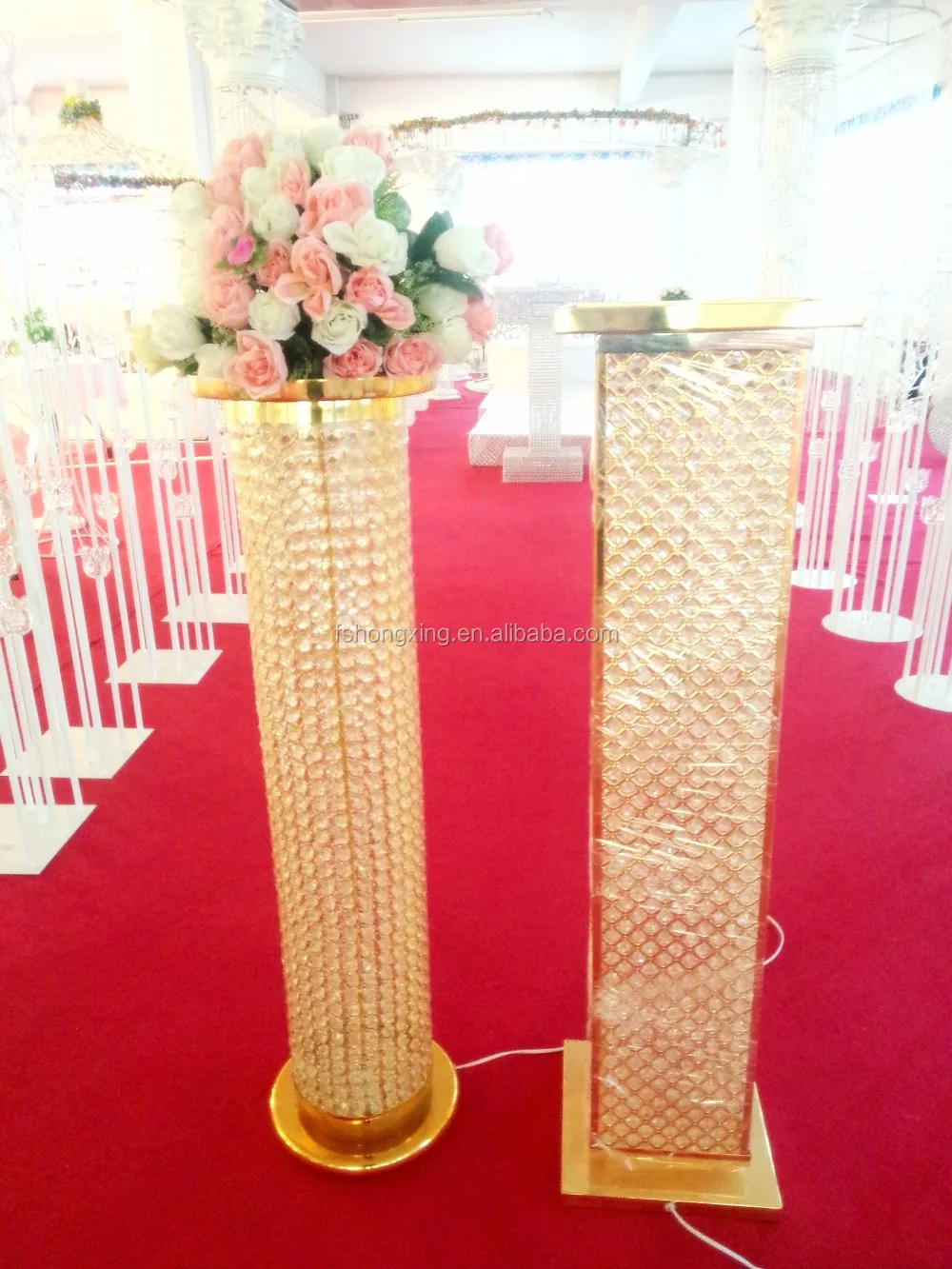 Wedding Decorative Lighted Gold Crystal Pillar - Buy Wedding Stages ...