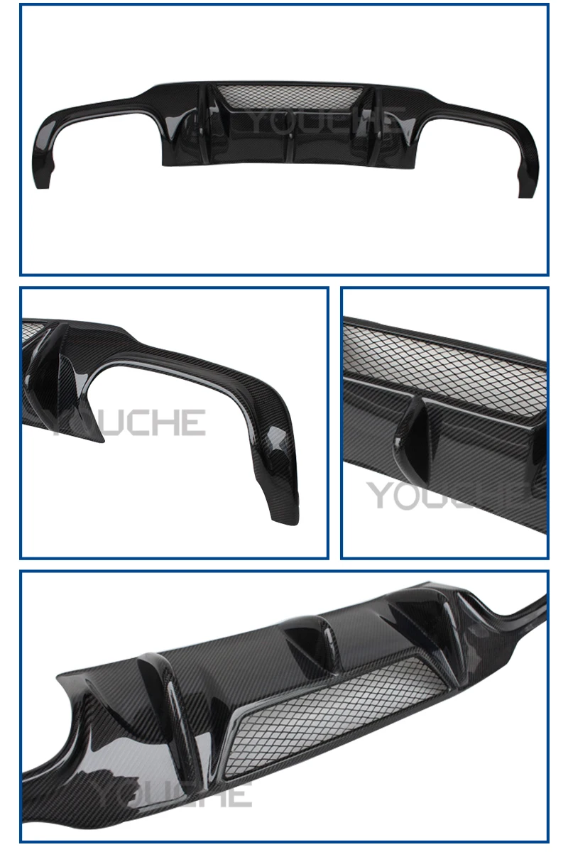 W204 C63 Style Carbon Fiber Rear Bumper Lip Diffuser With Holes For ...