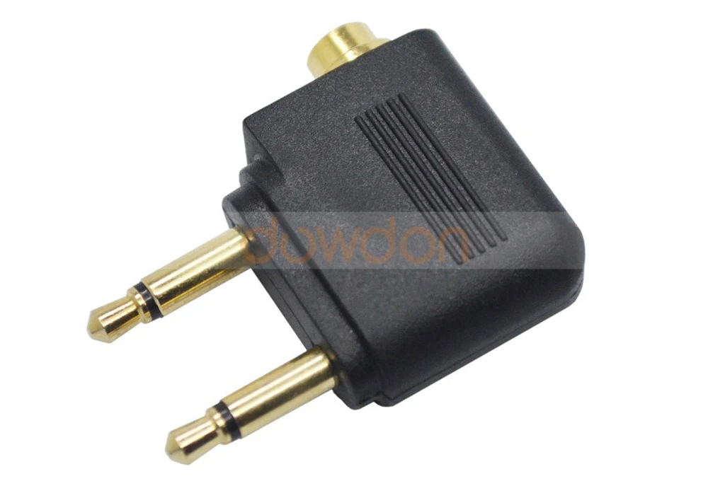 Dual 3.5mm Male To 3.5mm Female Airplane Headphone Adapter Gold Plated ...