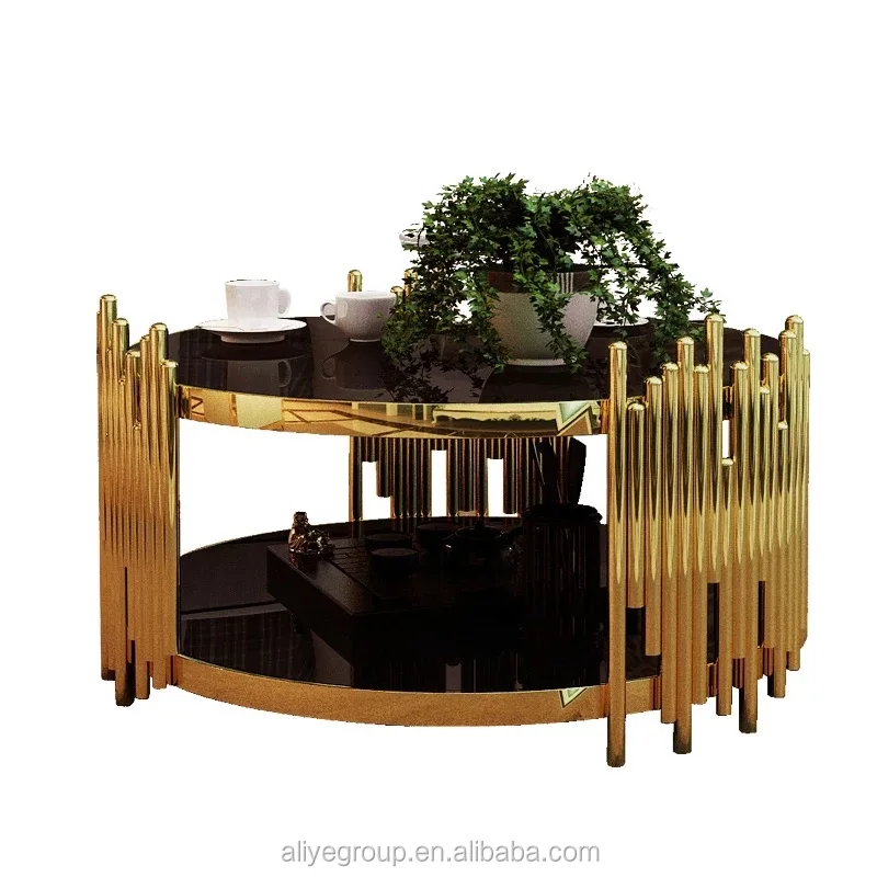 Luxury Gold Living Room Furniture Design Tea Table And Coffee Table ...