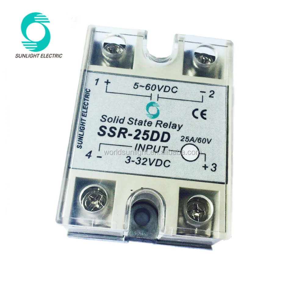 SSR-25DD ZERO Crossing 25AMP 3-32VDC อินพุต 5-60VDC เอาต์พุต DC-DC ...