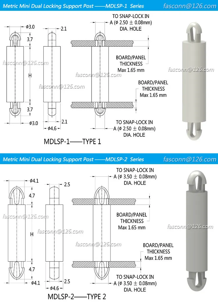 Metric Nylon Mini Dual Locking Support Posts - Reliable Spacers