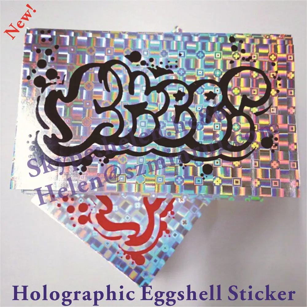 Custom 9x6cm Size Plain Hologram Eggshell Sticker For Graffiti Arts ...