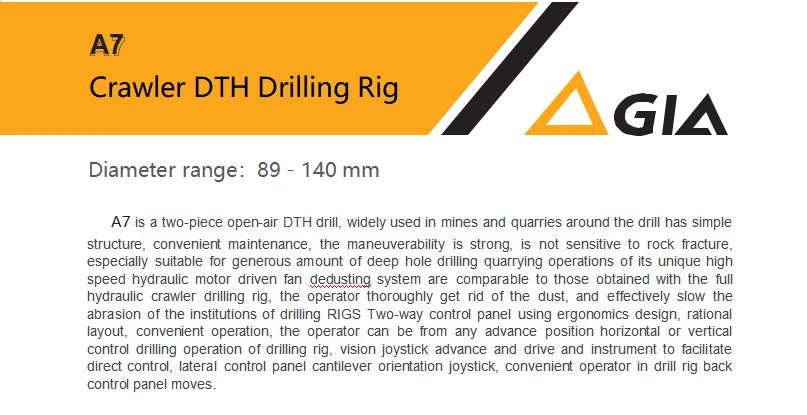 GIA Series A7 Hard Rock Open Pit Mining Crawler Drilling Rig