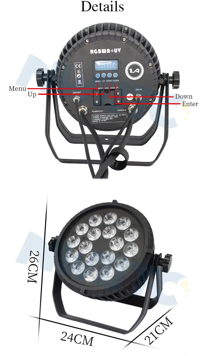 Outdoor IP65 DMX RGBWA UV 6in1 Waterproof LED Uplights