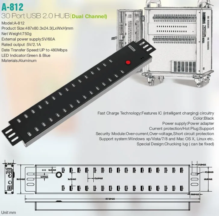 30 Port Usb 2.0 Hub High Speed Usb Por Hub For Smartphone Charging And ...