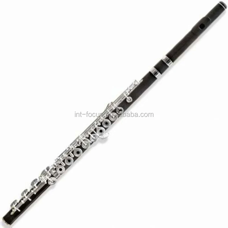 Professional Level Ebony Flute - French Keys & Silver Plated