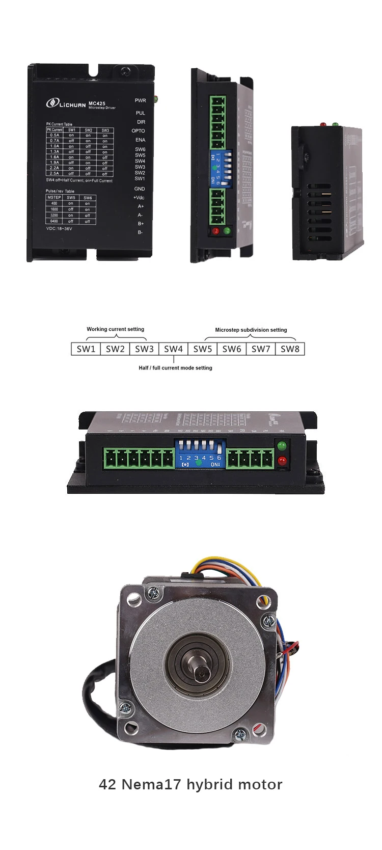MC425 Nema 9/11/17 Digital Stepping Motor - 2 Phase CNC Driver