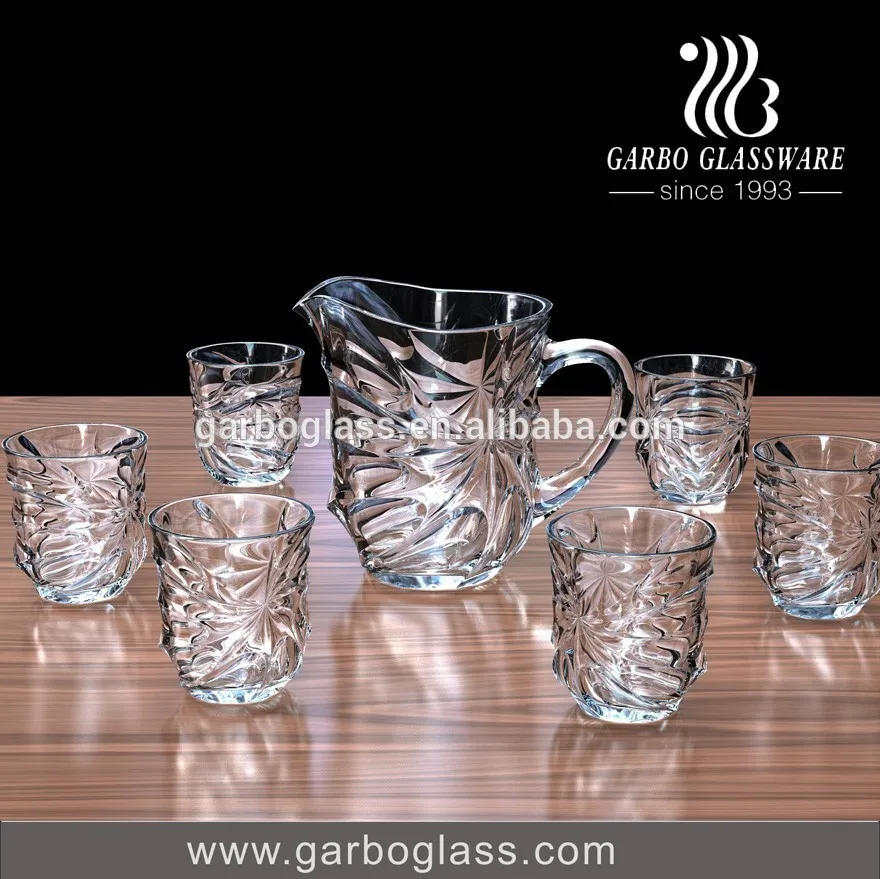 New Item 7pcs Shot Milk Pitcher Sets Engraved Drink Juice Glass Water ...
