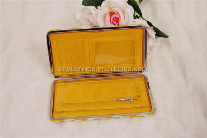 Pu Hard Case Flat Opera Wallet Women Metal Frame Wallet - Buy Metal ...