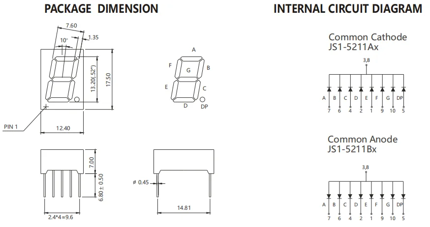 Seven Segment 1 Digit 0.52" Inch 7 Segment Led Display Blue Color - Buy ...