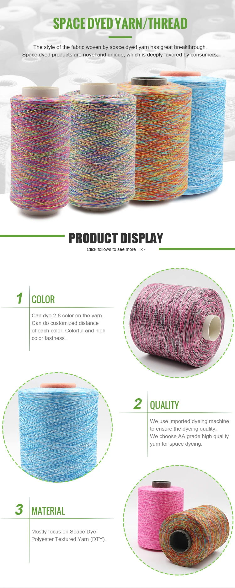 Hot Sale Colorful Fdy/dty Space Dyed Polyester Yarn For Socks - Buy ...