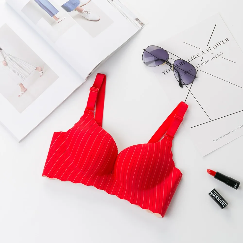 Sexy Seamless Women Bra Gather 3/4 Cup Spandex Adjusted Straps Wireless ...