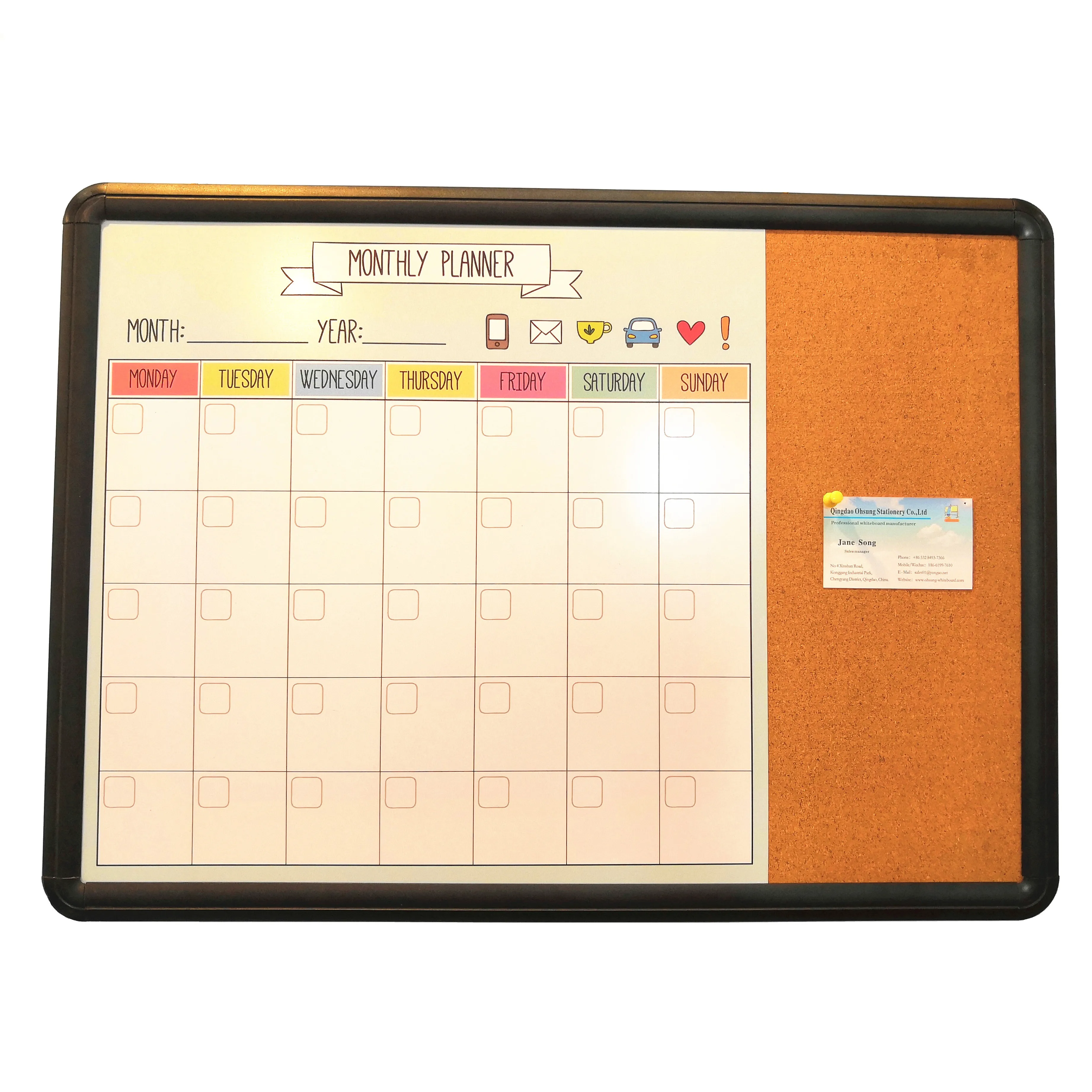 Printed Whiteboard Monthy Planner Week Planner Calendar Customized ...